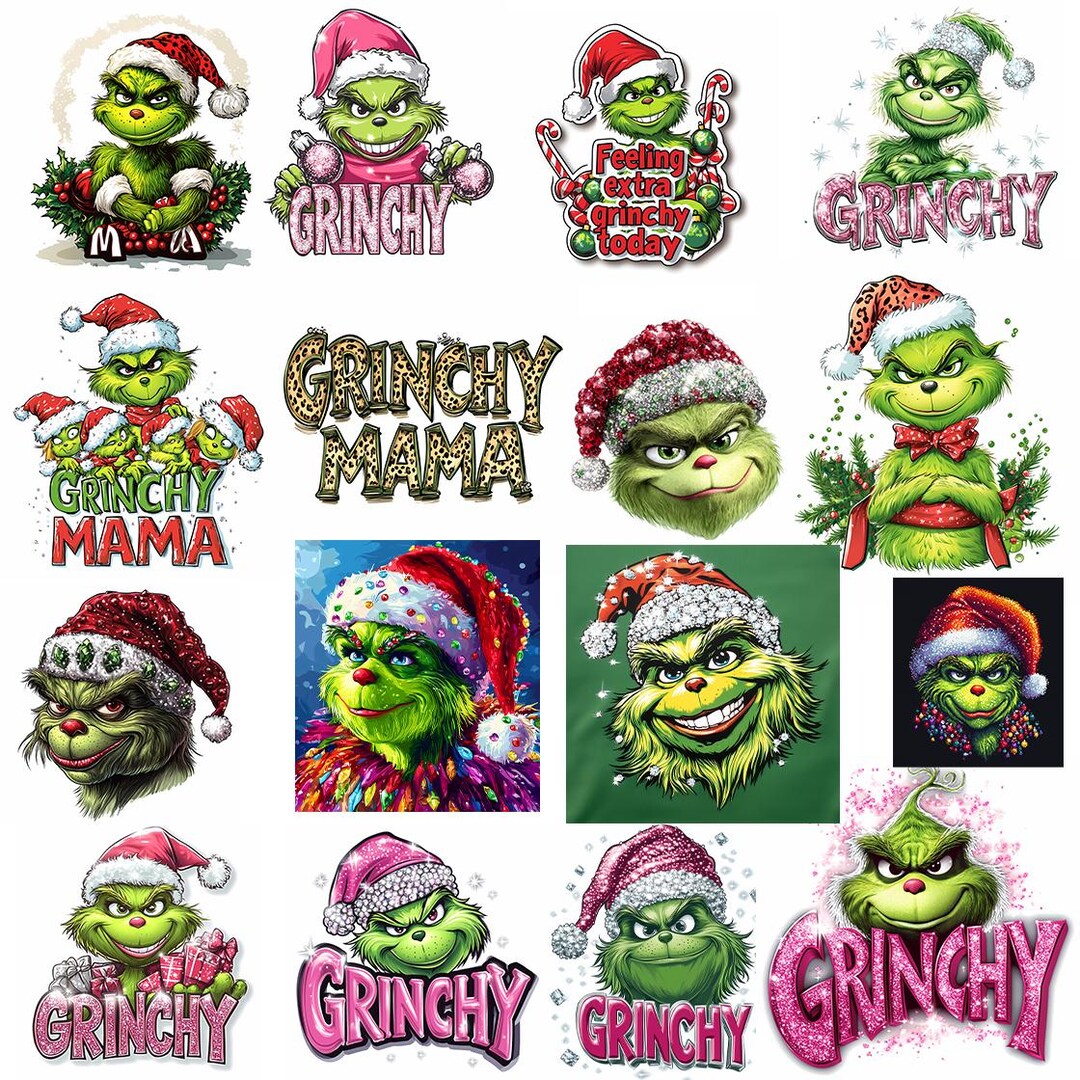 22 Grinchy Clipart Bundle - Cute Grinchy Characters, MAMA Grinchy ...
