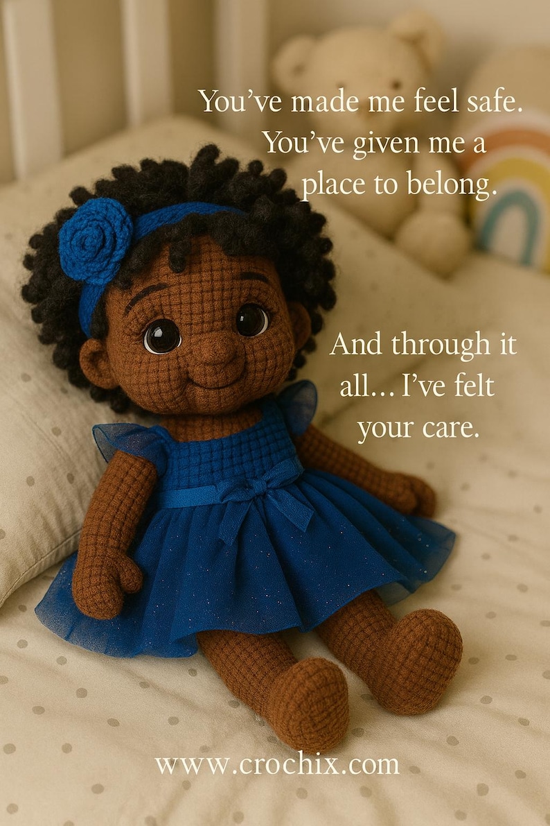 Amara Crochet Doll Pattern – Royal Blue Dress, Amigurumi Design (PDF ...