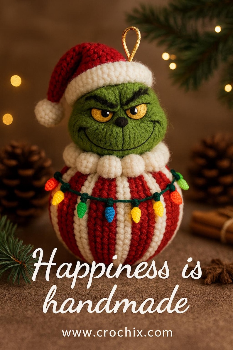 Grinchix Crochet Christmas Ornament Pattern – 5-language PDF - Etsy