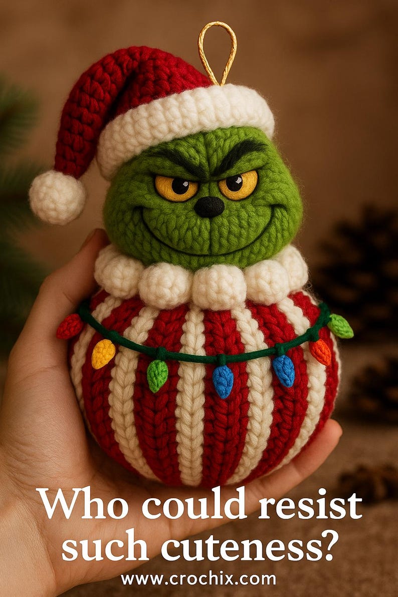 Grinchix Crochet Christmas Ornament Pattern – 5-language PDF - Etsy