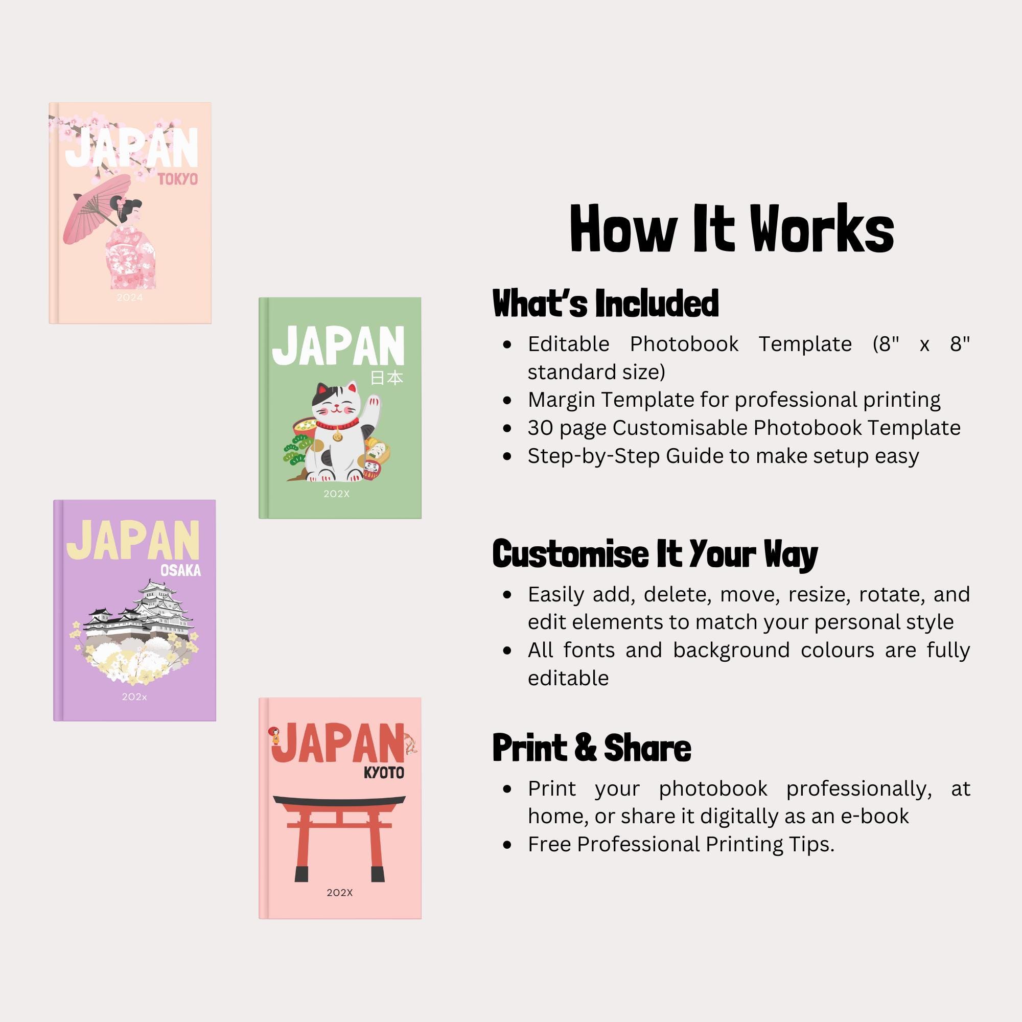 Japan Canva Travel Coffee Table Book Template • Photo Book • Travel ...