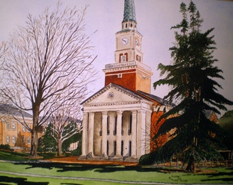 First Presbyterian Church of Savannah Watercolor Print by
