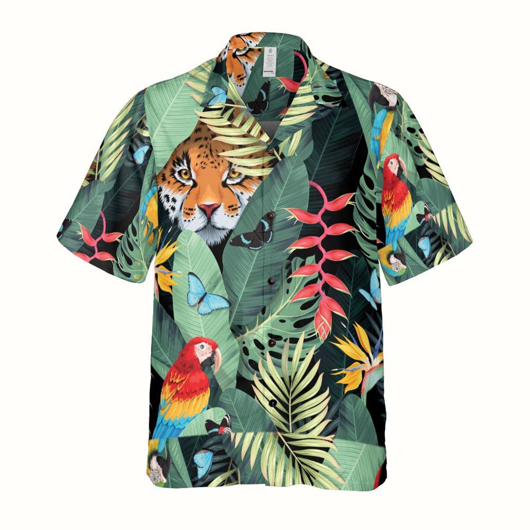 Jungle Design With Gorilla and Panther Hawaiian T Shirt Size L - Etsy