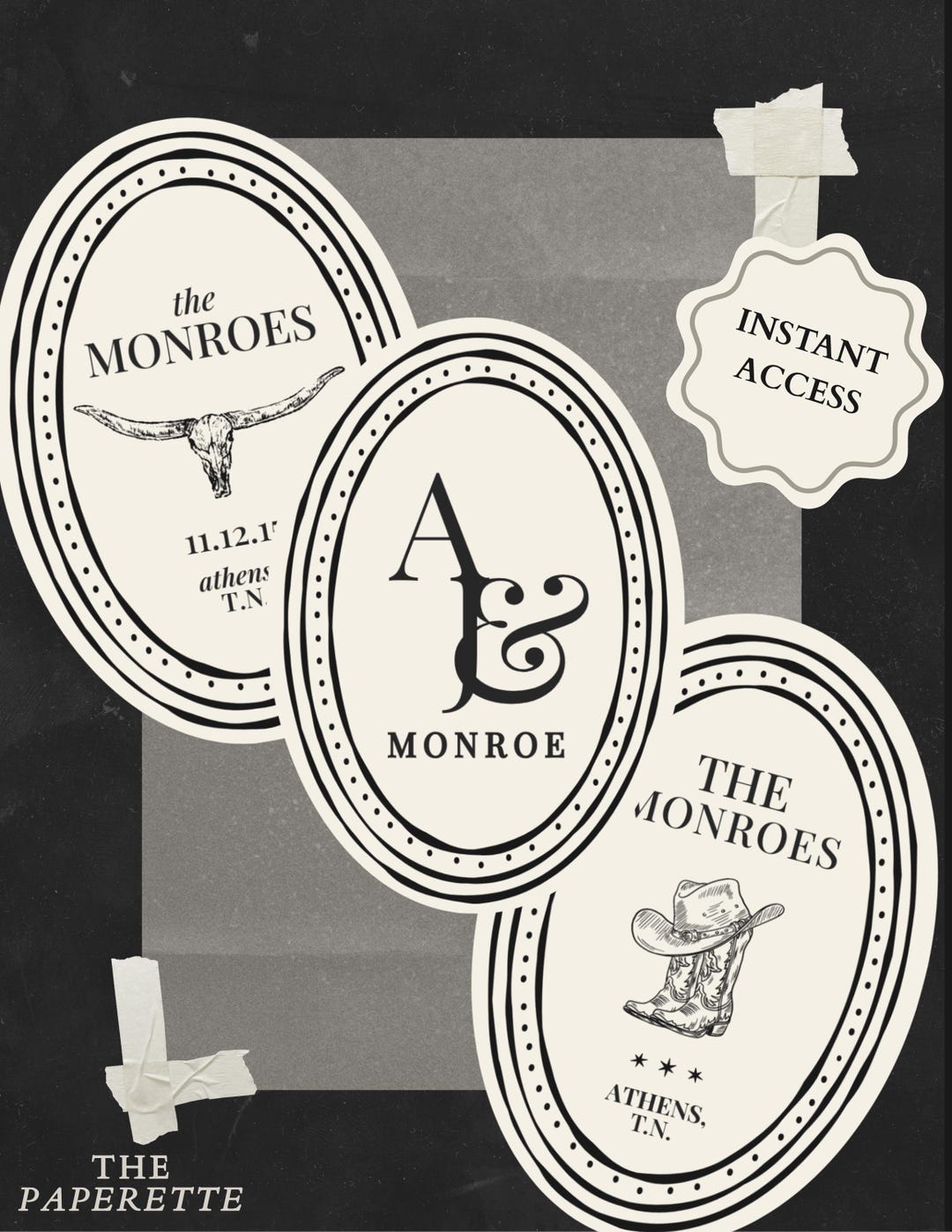 Western Wedding Logo Template | Editable Ranch-inspired Monogram ...