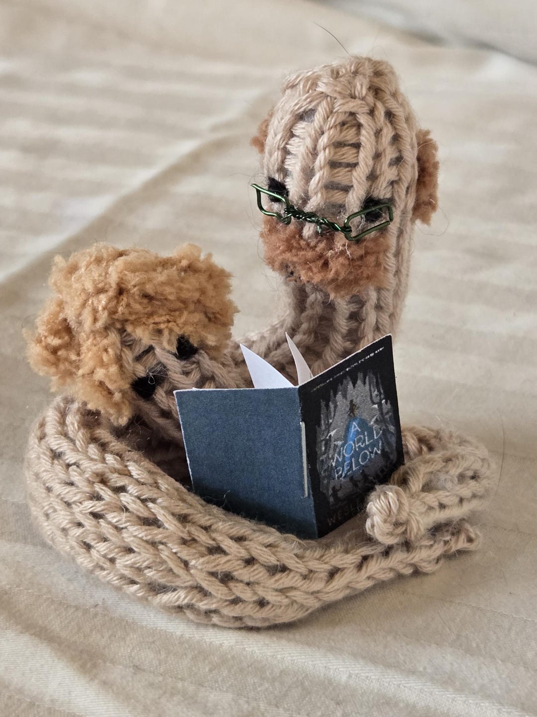 Father and Child Knitted Bookworms - Etsy