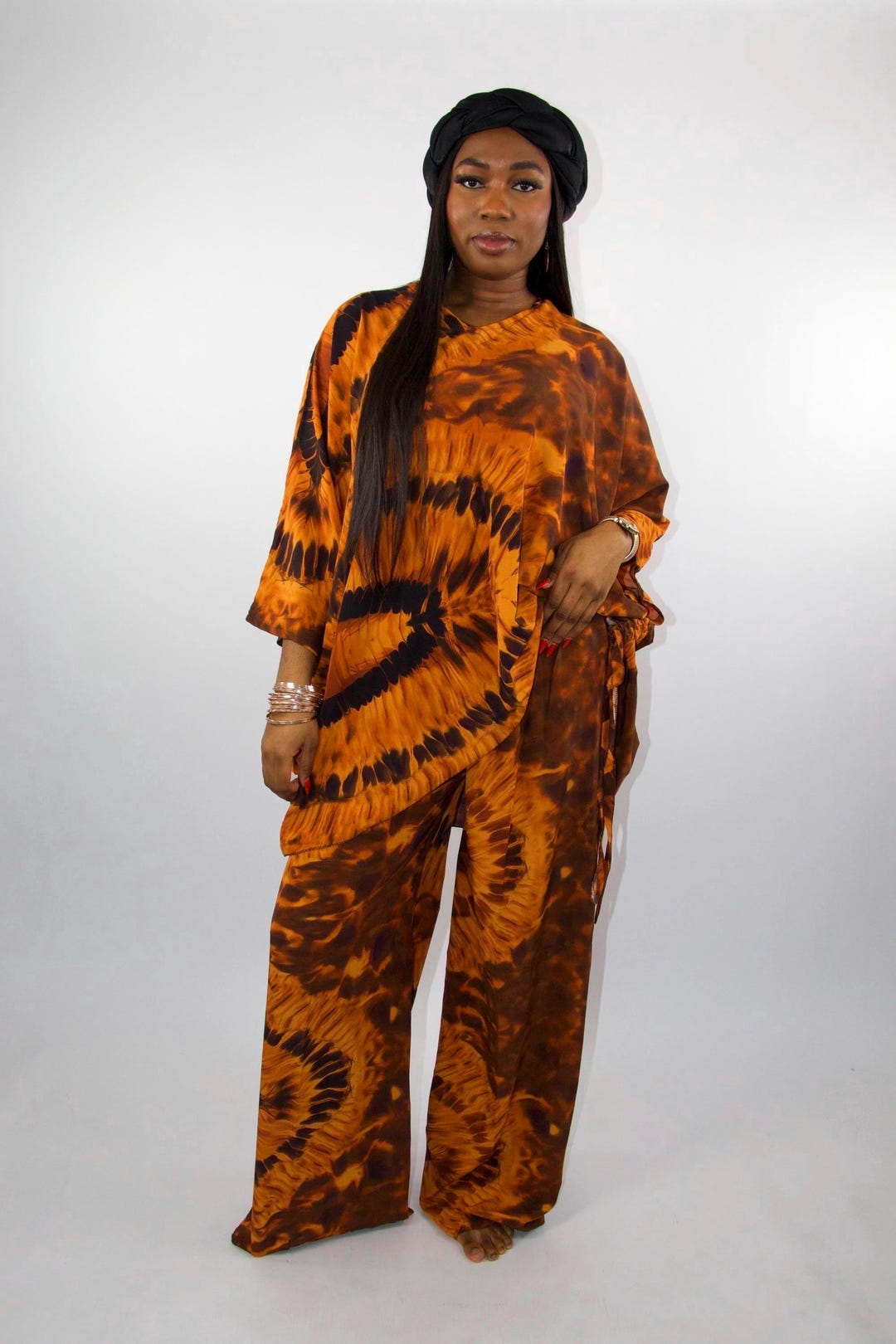 Brown Two Piece Adire Set With Side Drawstring| African Fashion ...