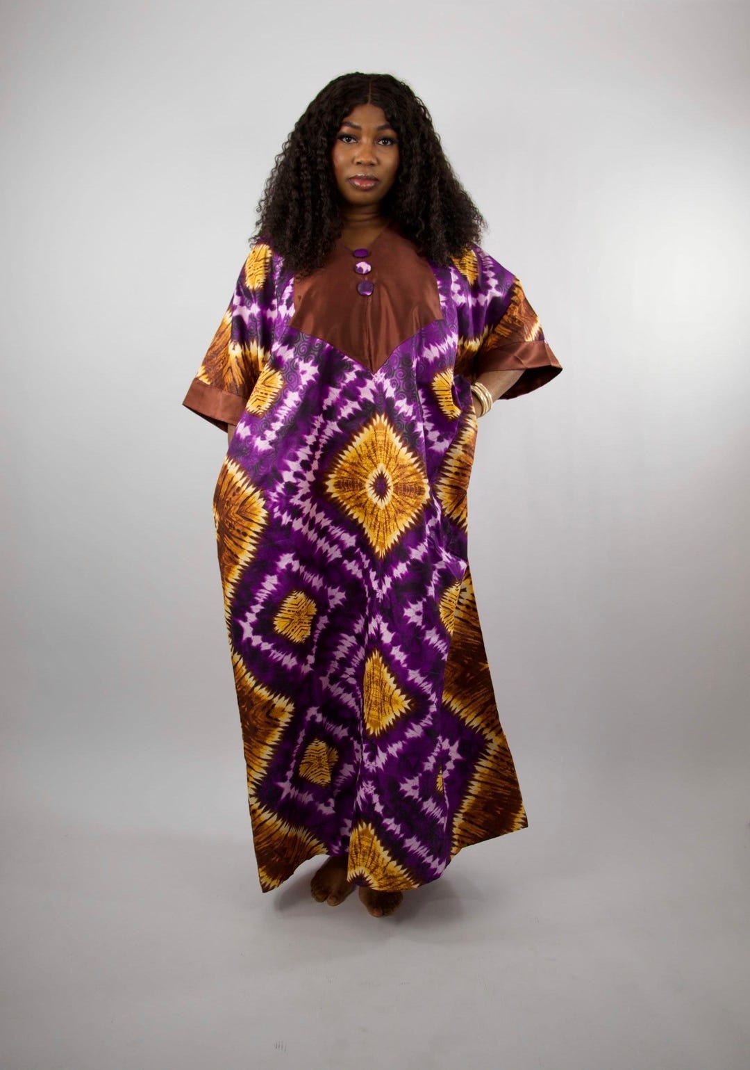 Purple Ankara Bubu Kaftan Agbada Boubou Maxi Dress / Eid Dress ...