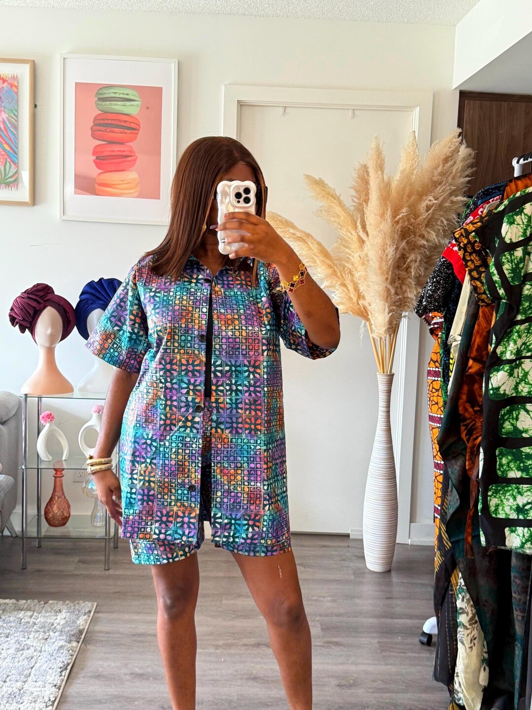 Kampala Adire Two Piece Set: African Print Shirt and Shorts - Etsy