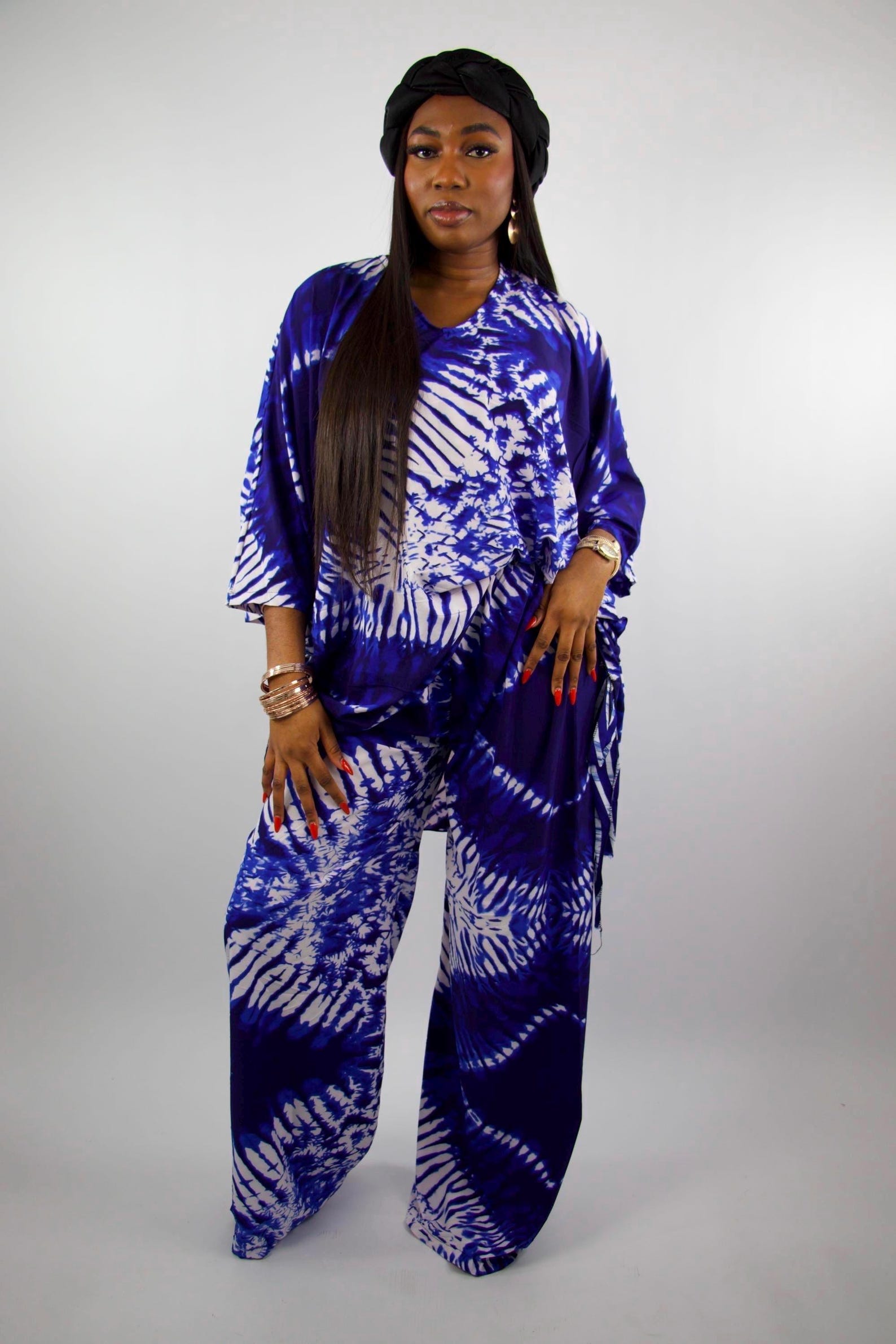 Blue Two Piece Adire Set With Side Drawstring| African Fashion ...