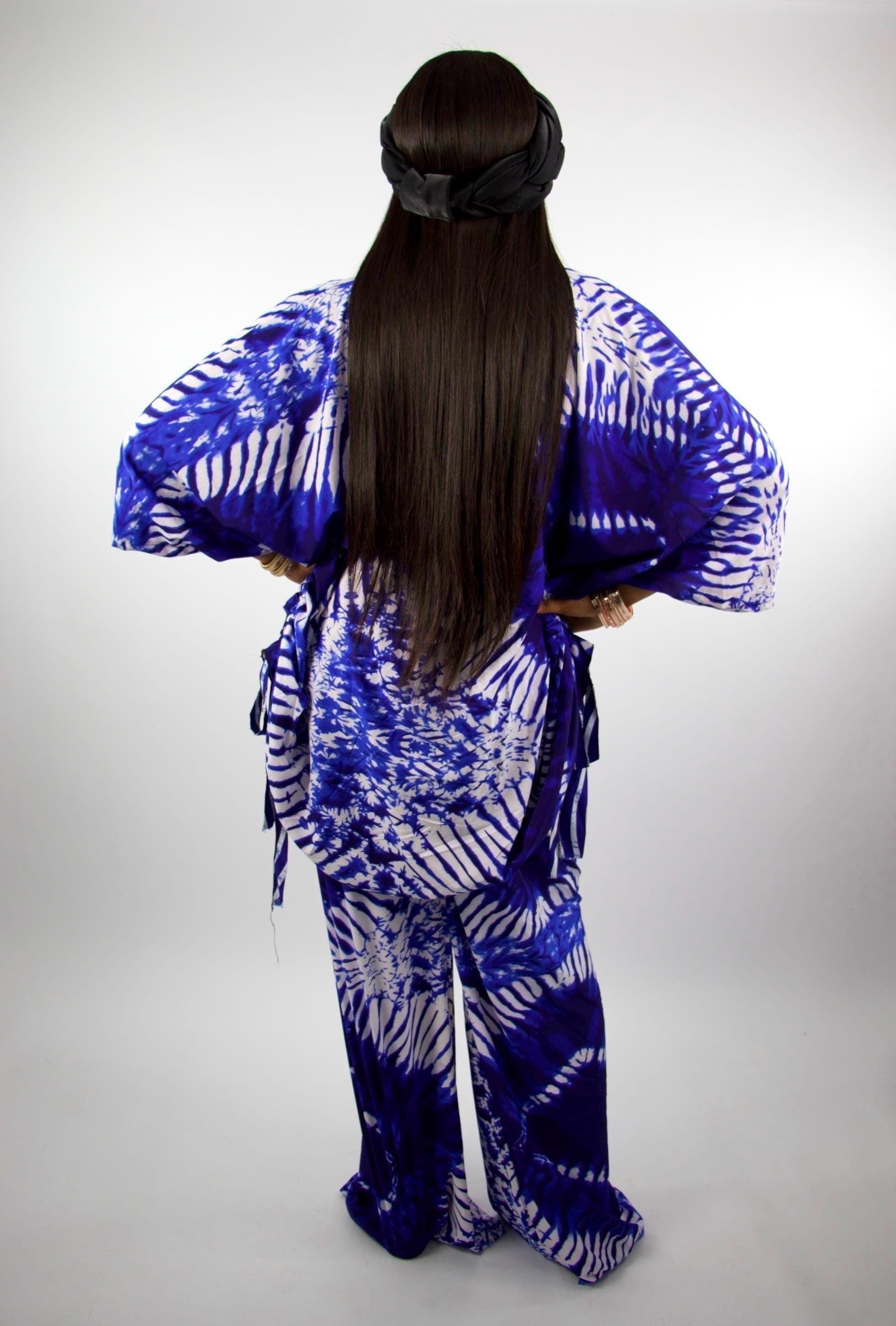 Blue Two Piece Adire Set With Side Drawstring| African Fashion ...