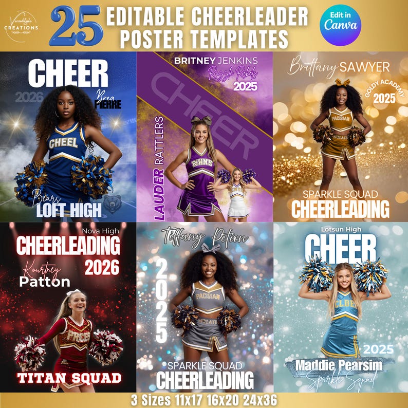 25 Cheerleading Poster Templates: Editable Canva Banner Digital ...