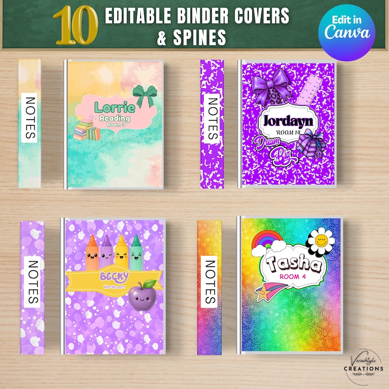 Editable Composition Notebook Binder Covers & Spines: Back to School ...