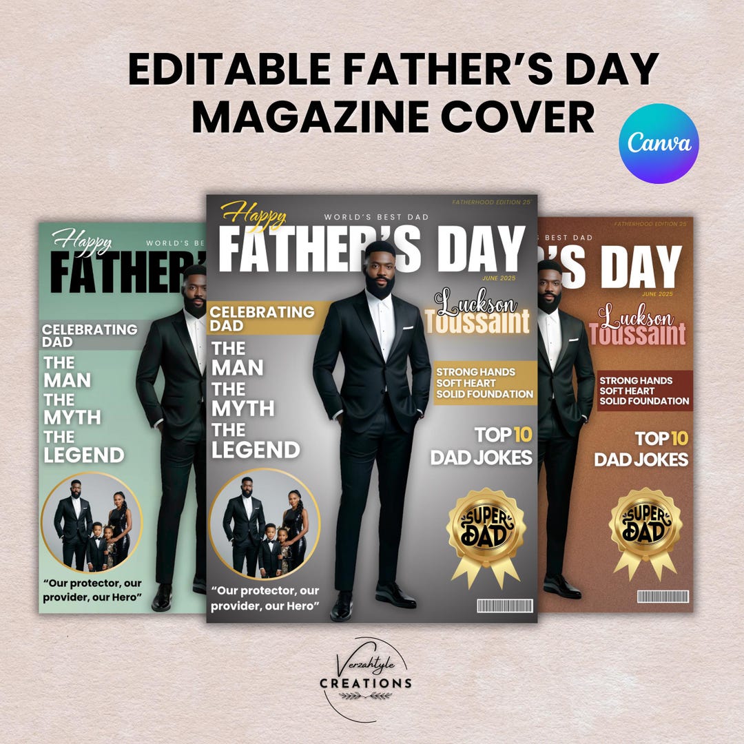 Editable Father’s Day Magazine Cover Templates, Printable Gift, Father ...