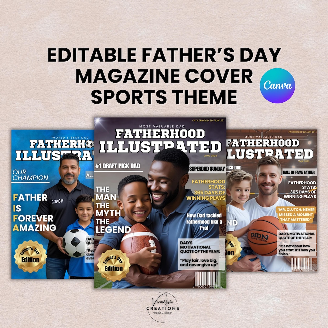 Father's Day Sports Magazine Cover Template: #1 Dad Gift (canva ...
