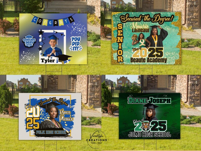 10 Editable Graduation Yard Signs, Custom Grad Sign, Canva Yard Sign ...