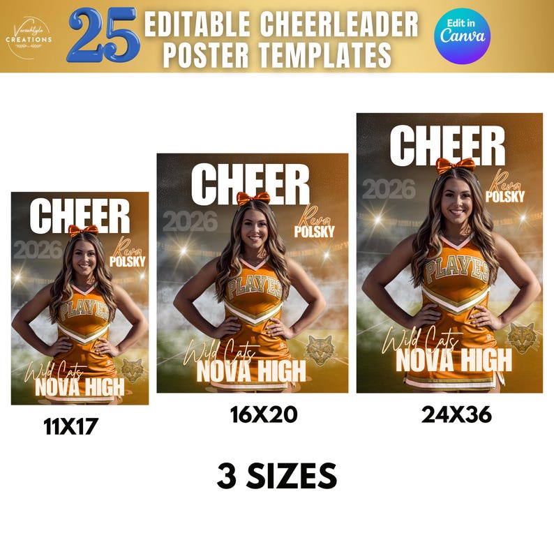 25 Cheerleading Poster Templates: Editable Canva Banner Digital ...