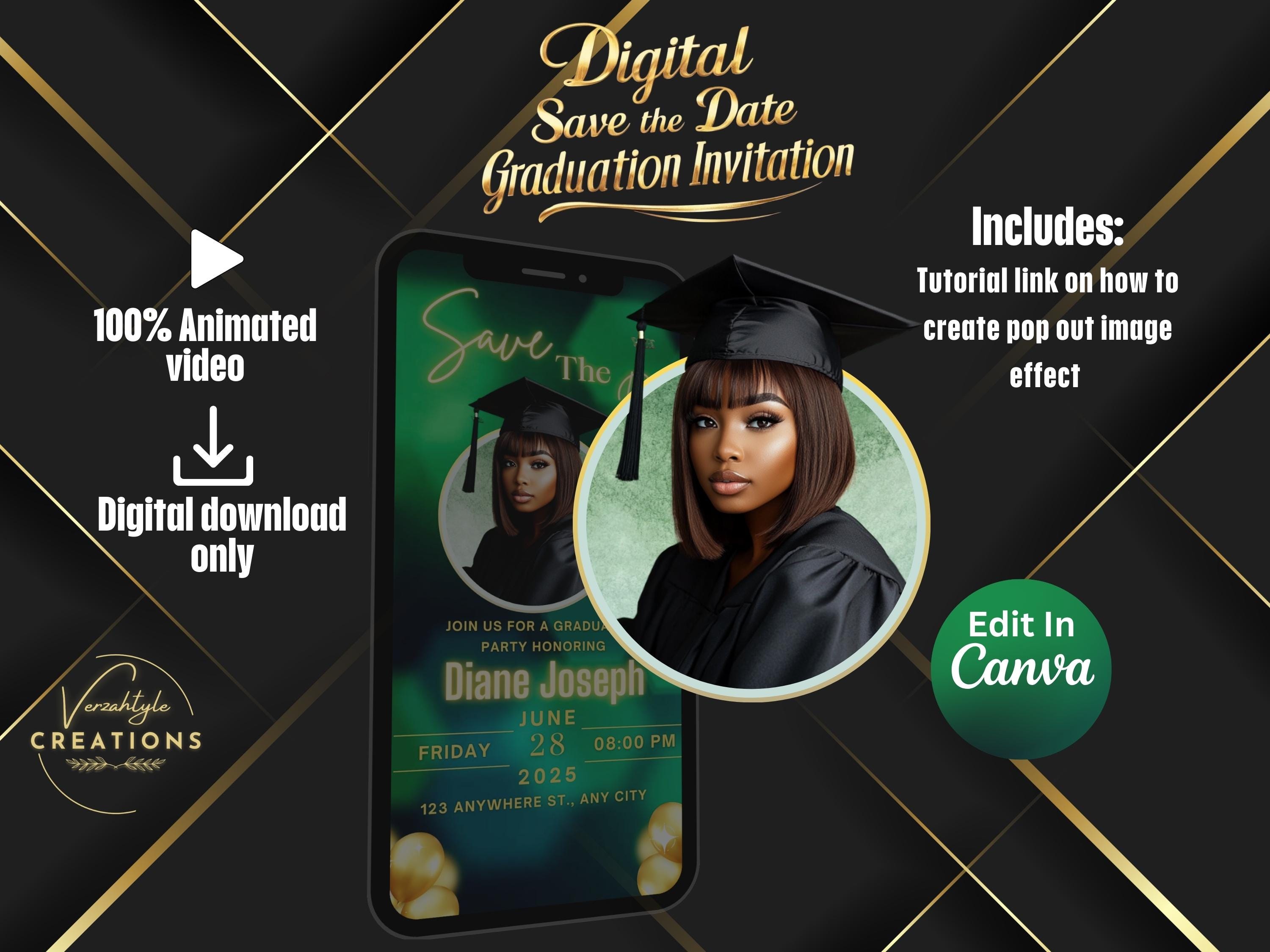 Digital Save the Date Graduation Invitation, Editable Animated ...