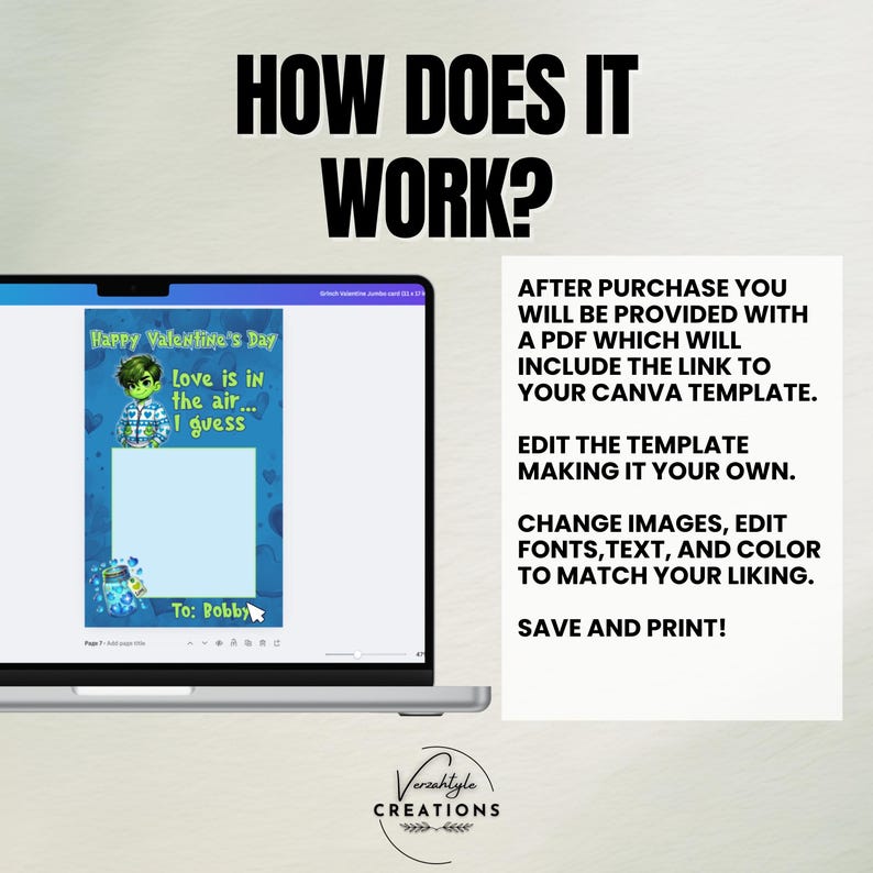 10 Grinch Valentines Day Jumbo Card Template, Editable Canva Snack ...