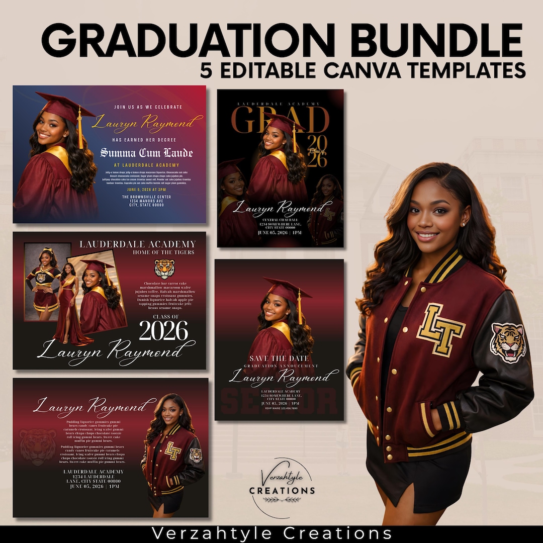 Editable Graduation Bundle, Canva Templates, Digital Download, Grad ...