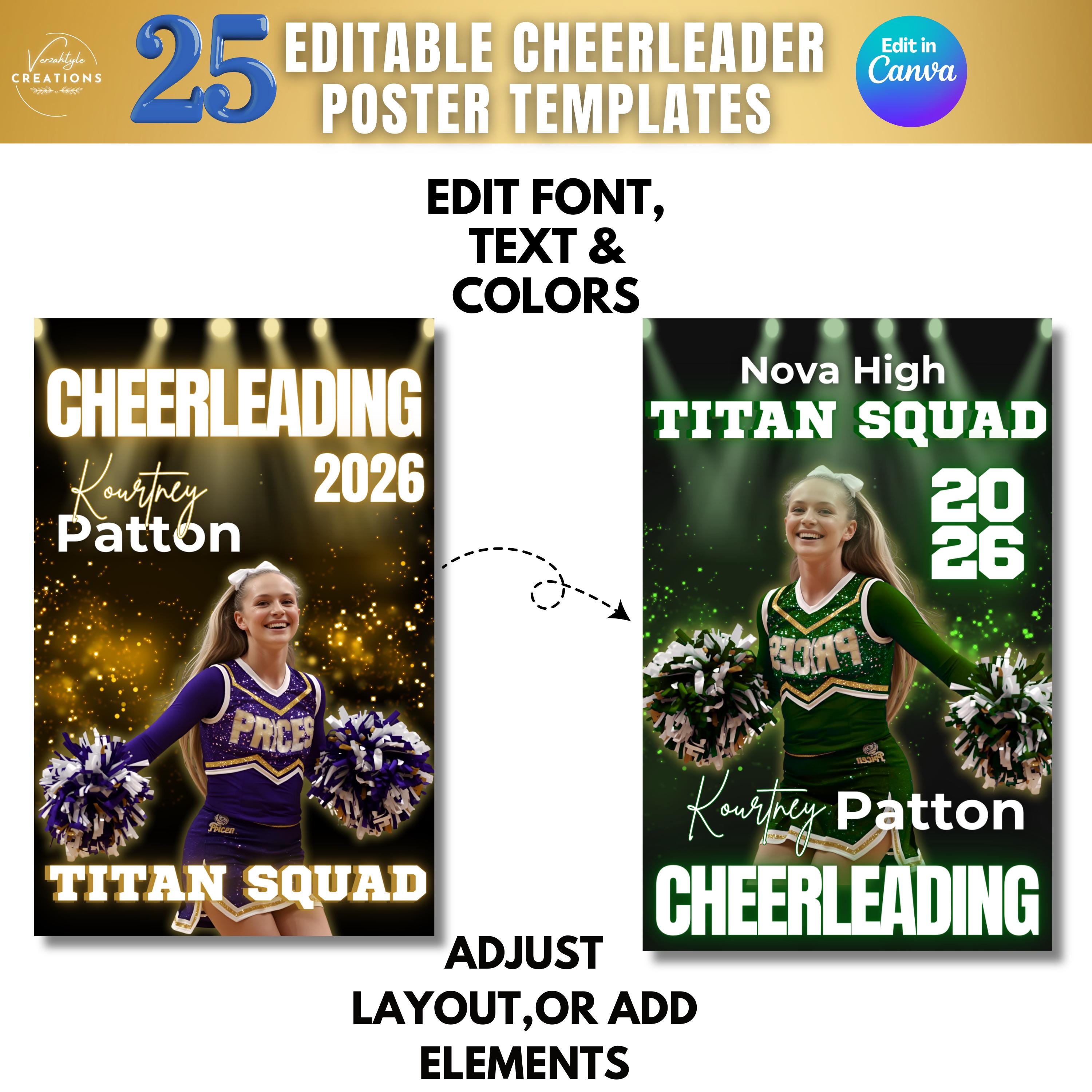 25 Cheerleading Poster Templates: Editable Canva Banner Digital ...