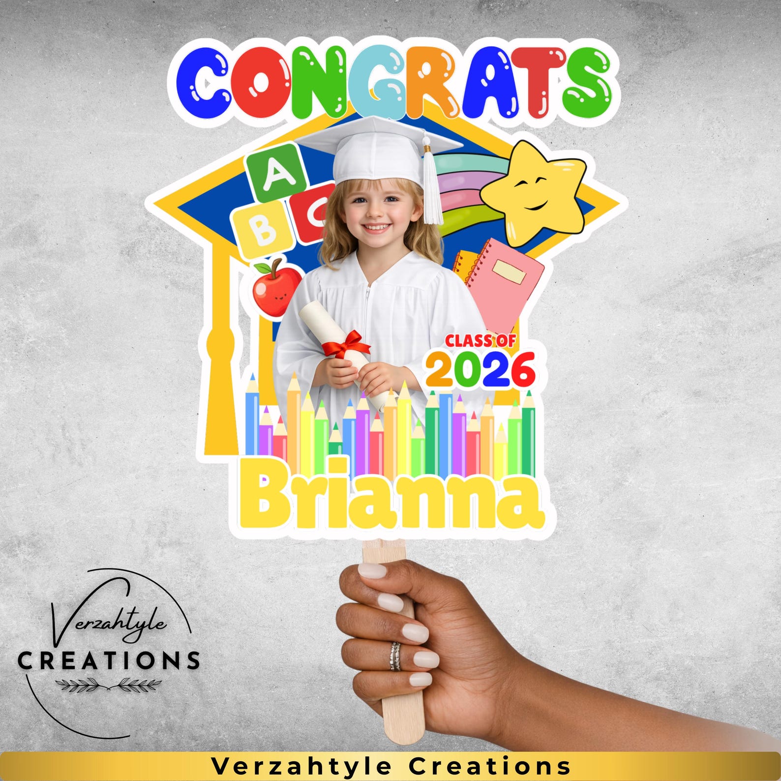 Kid's Graduation Template, Pre-k Kindergarten Grad Fan Bundle, Editable ...