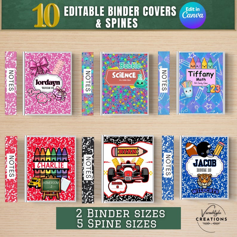 Editable Composition Notebook Binder Covers & Spines: Back to School ...