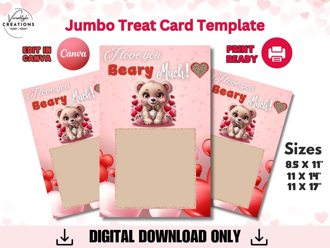 Teddy Bear Jumbo Template, Cute Teddy Bear, I Love You Beary Much ...