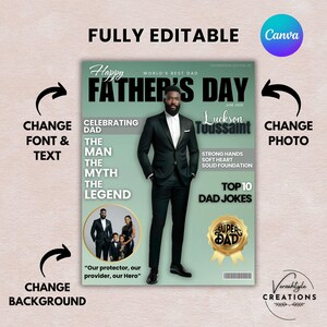 Editable Father’s Day Magazine Cover Templates, Printable Gift, Father ...