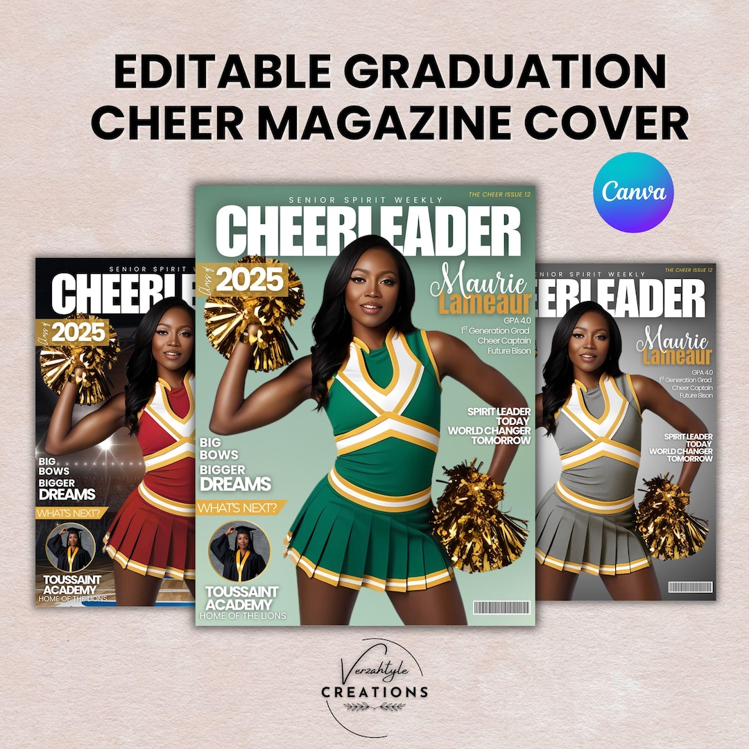 Editable Graduation Cheer Magazine Cover, Class of 2025, Senior ...