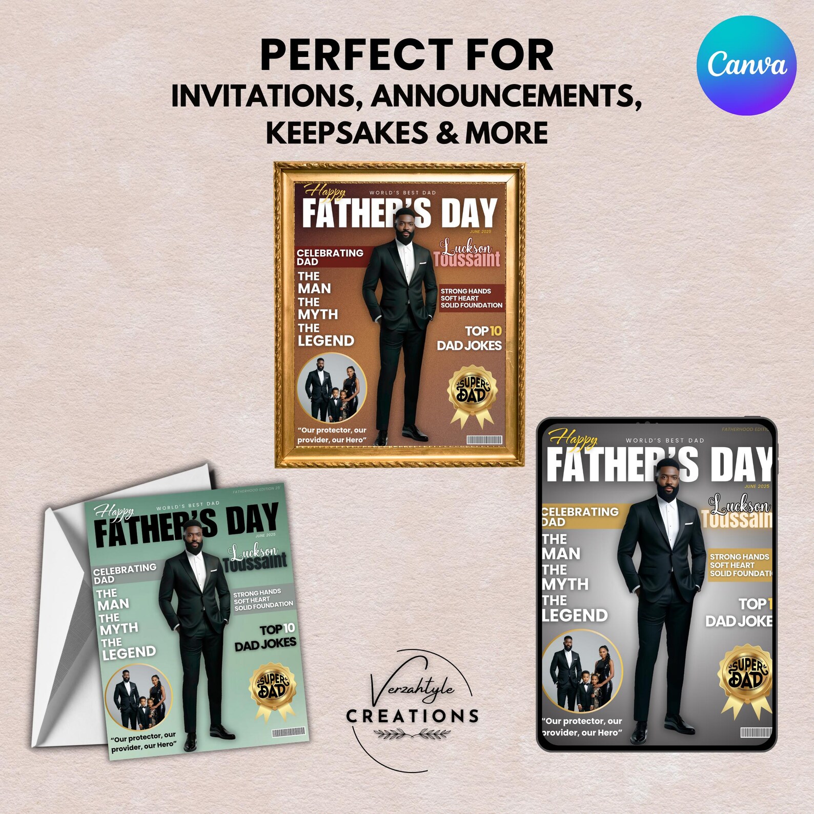 Editable Father’s Day Magazine Cover Templates, Printable Gift, Father ...