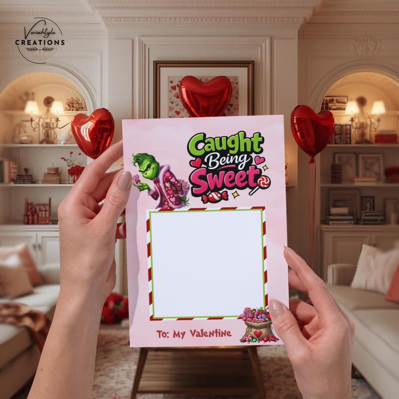 10 Grinch Valentines Day Jumbo Card Template, Editable Canva Snack ...