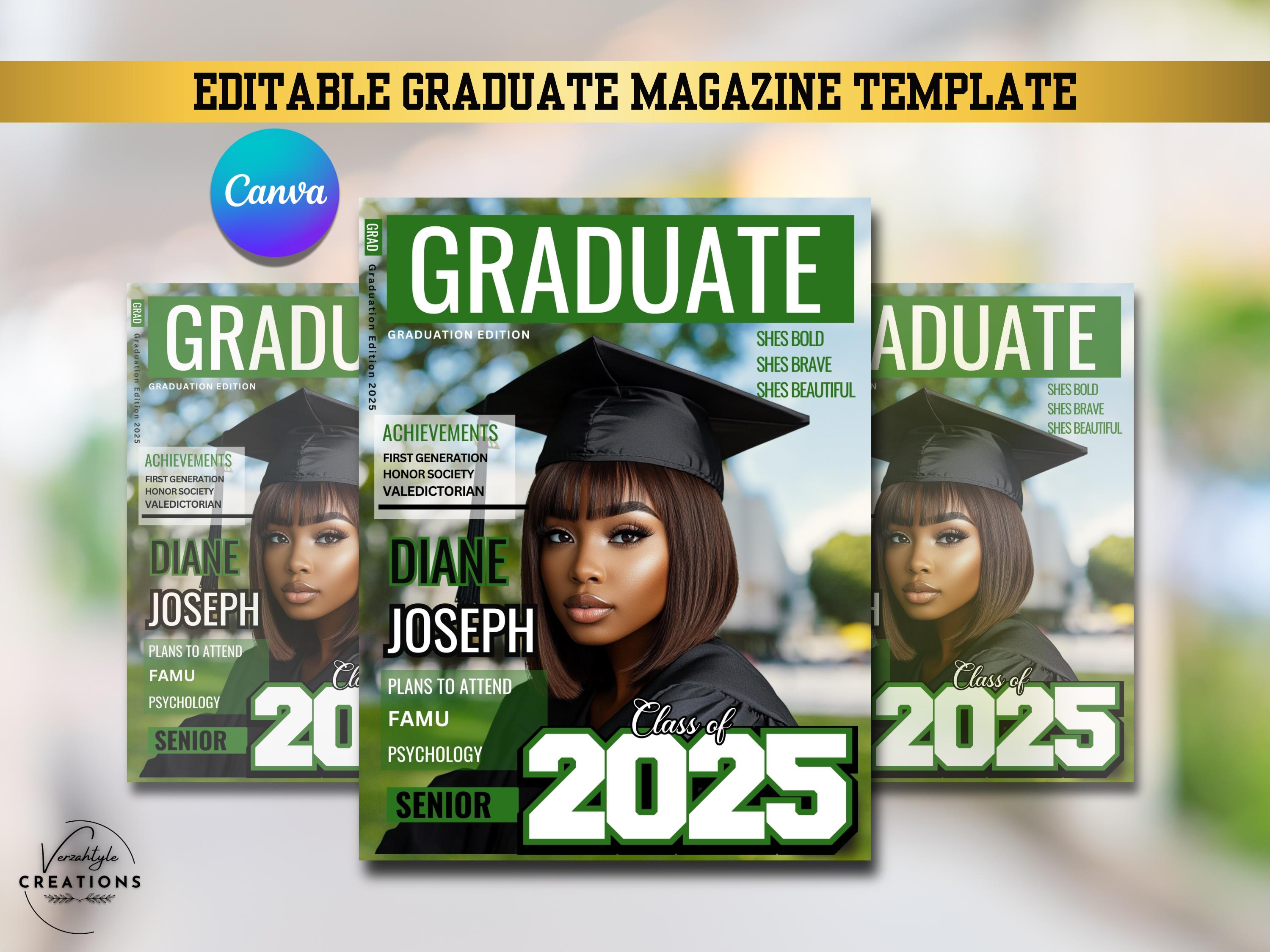 Graduation Magazine Cover Template: Class of 2025, Editable Canva ...