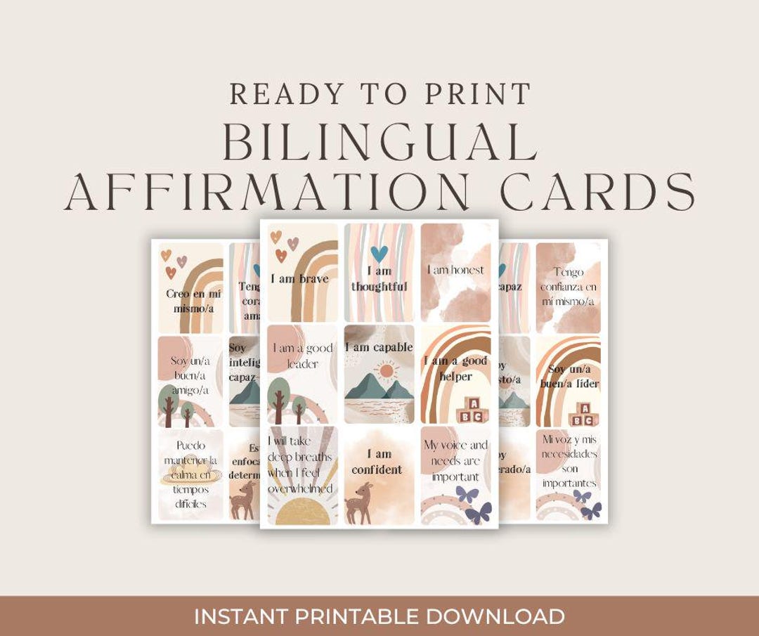 Bilingual Affirmation Cards for Kids | Digital English & Spanish ...