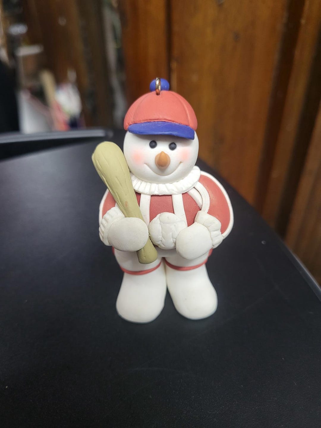 Snowman Baseball Player Figurine Ornament - Etsy