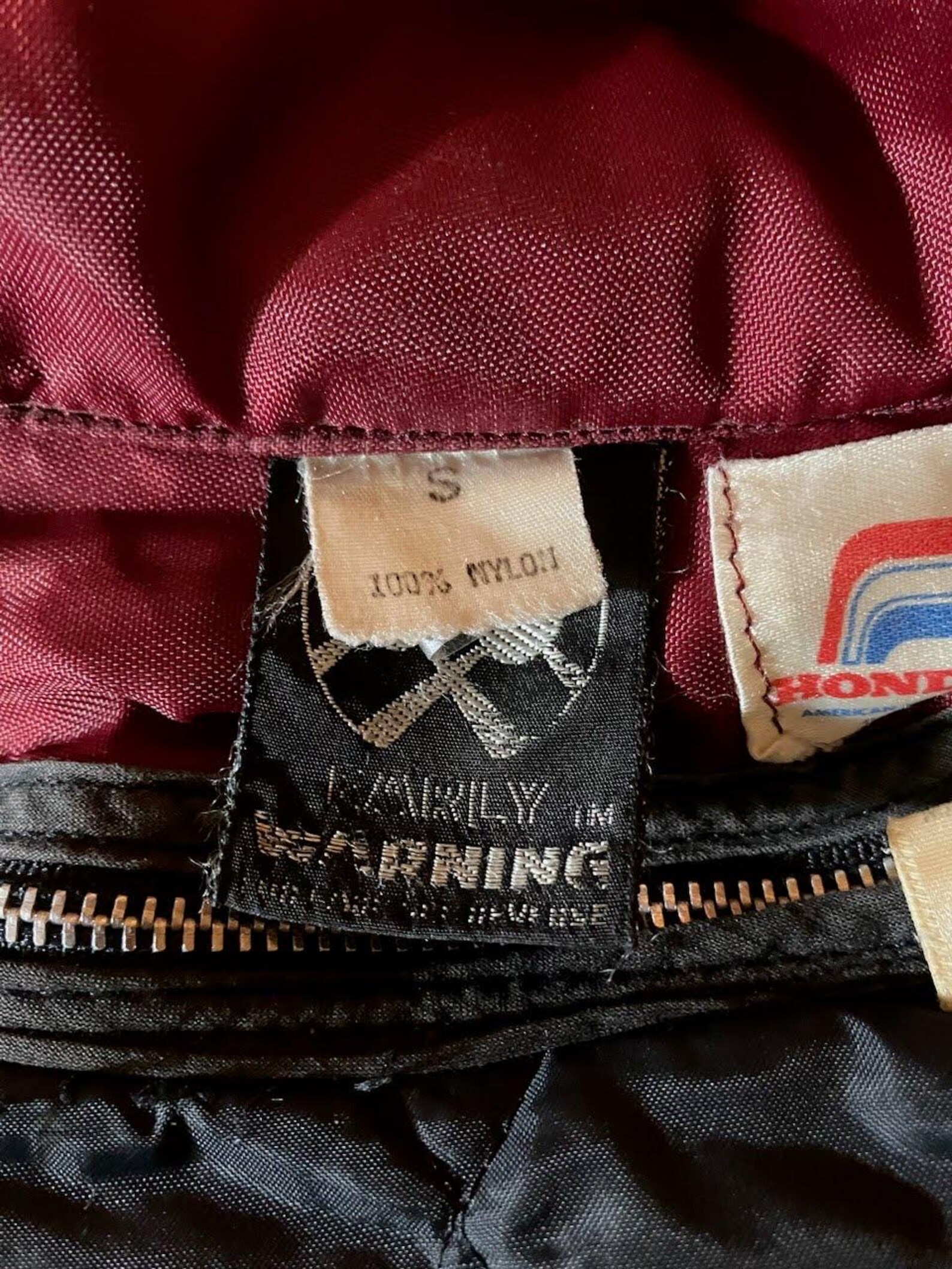Vintage Small Honda Goldwing Racing Bike Car Bomber Maroon Jacket 1980s ...