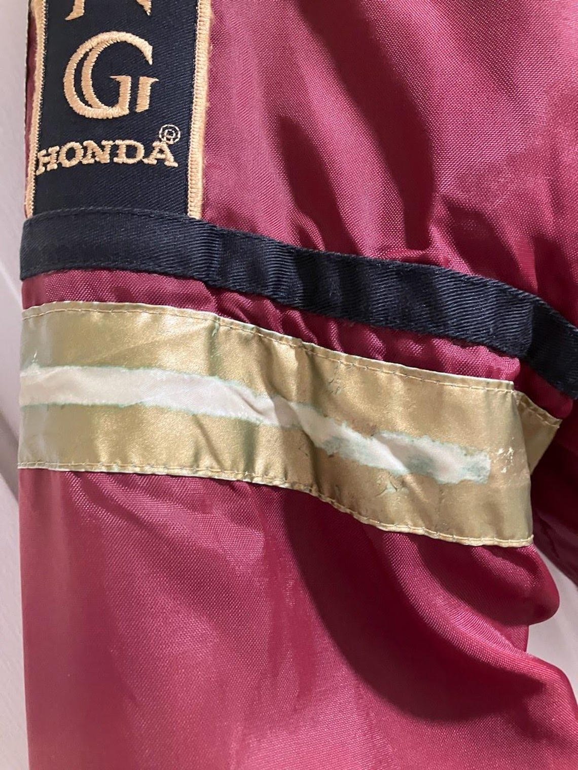 Vintage Small Honda Goldwing Racing Bike Car Bomber Maroon Jacket 1980s ...