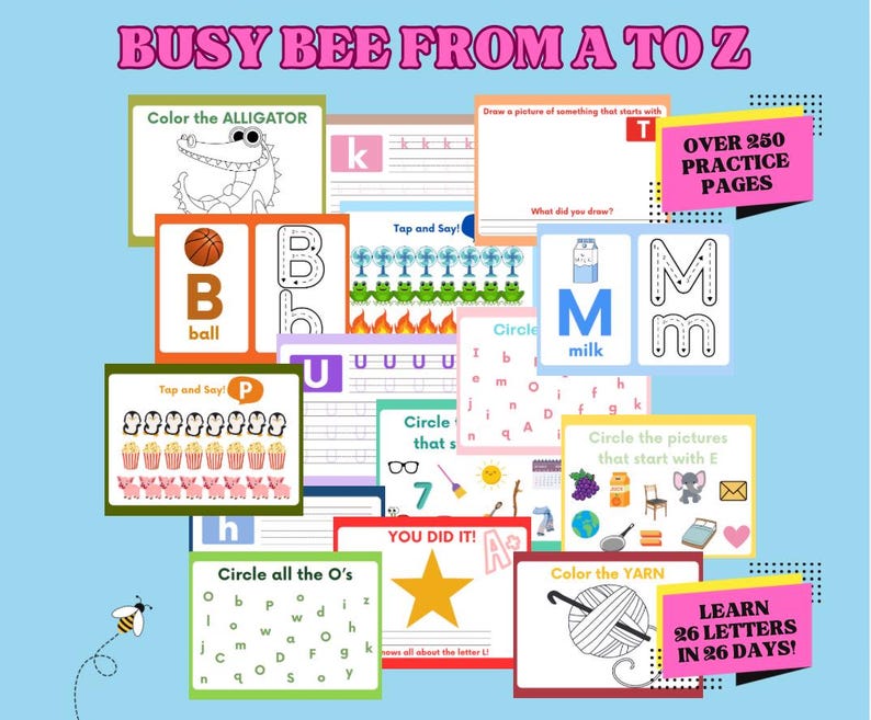 Busy Bee From A to Z: the Alphabet Workbook *digital Download* Over 250 ...