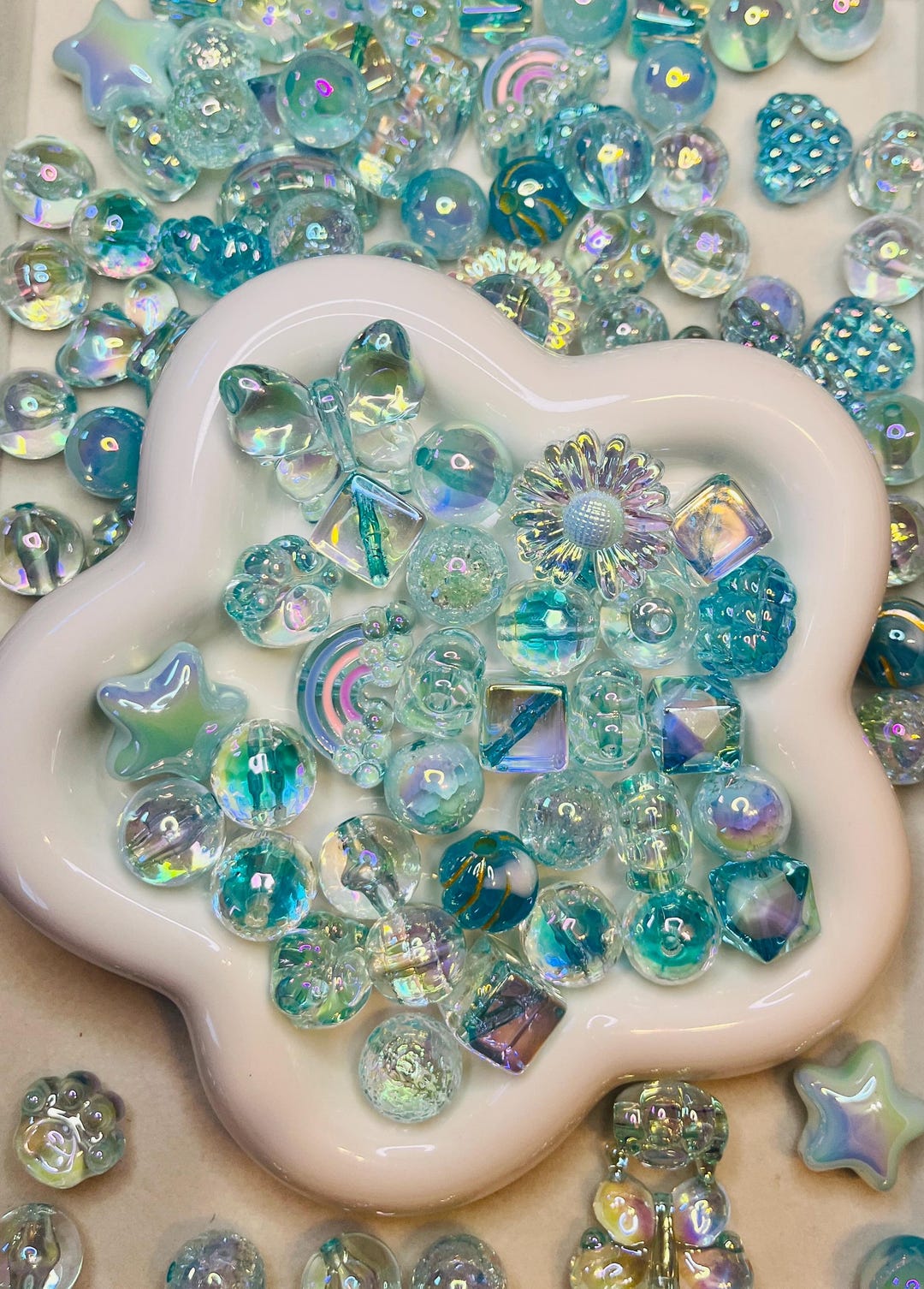 Chunky Sky Blue Acrylic Resin Beads: Mixed Shapes, DIY Charms (30g, 16 ...