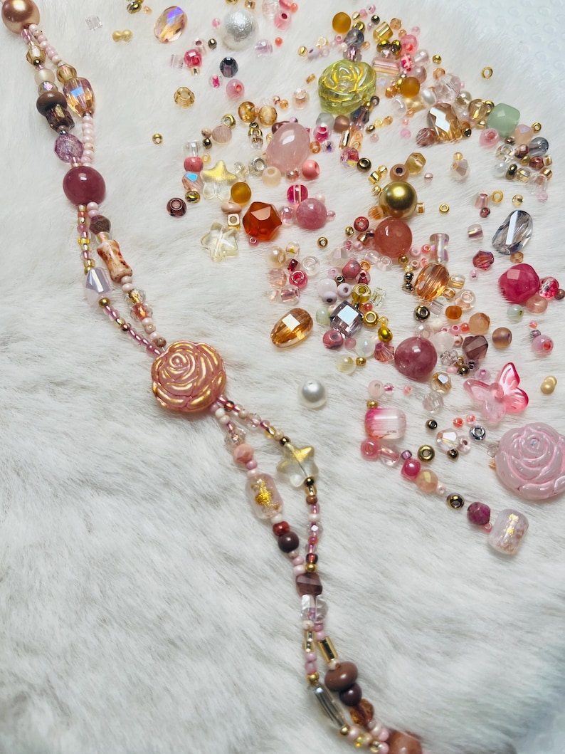 2.0V Dry Rose Theme Glass Bead Soup Mix 1–13mm | Pink Mauve Vintage ...