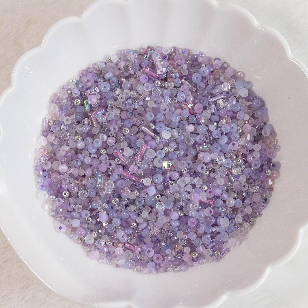 Pastel Purple Bead Soup Mix: Small Size 1-8mm Glass Beads for Jewelry ...