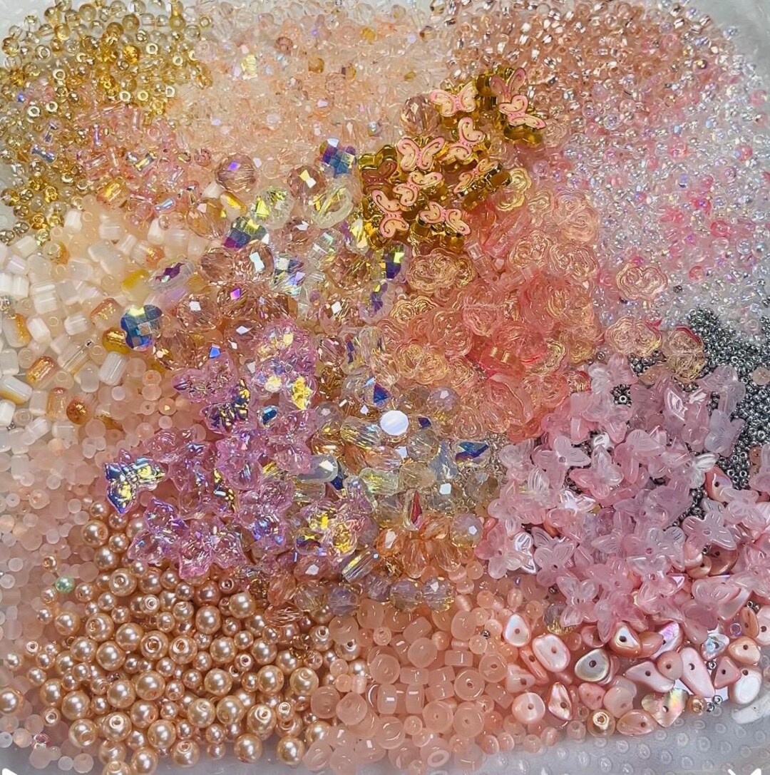 Dreamy Romantic Orange X Pink Bead Soup Mix: Glass Beads for DIY ...