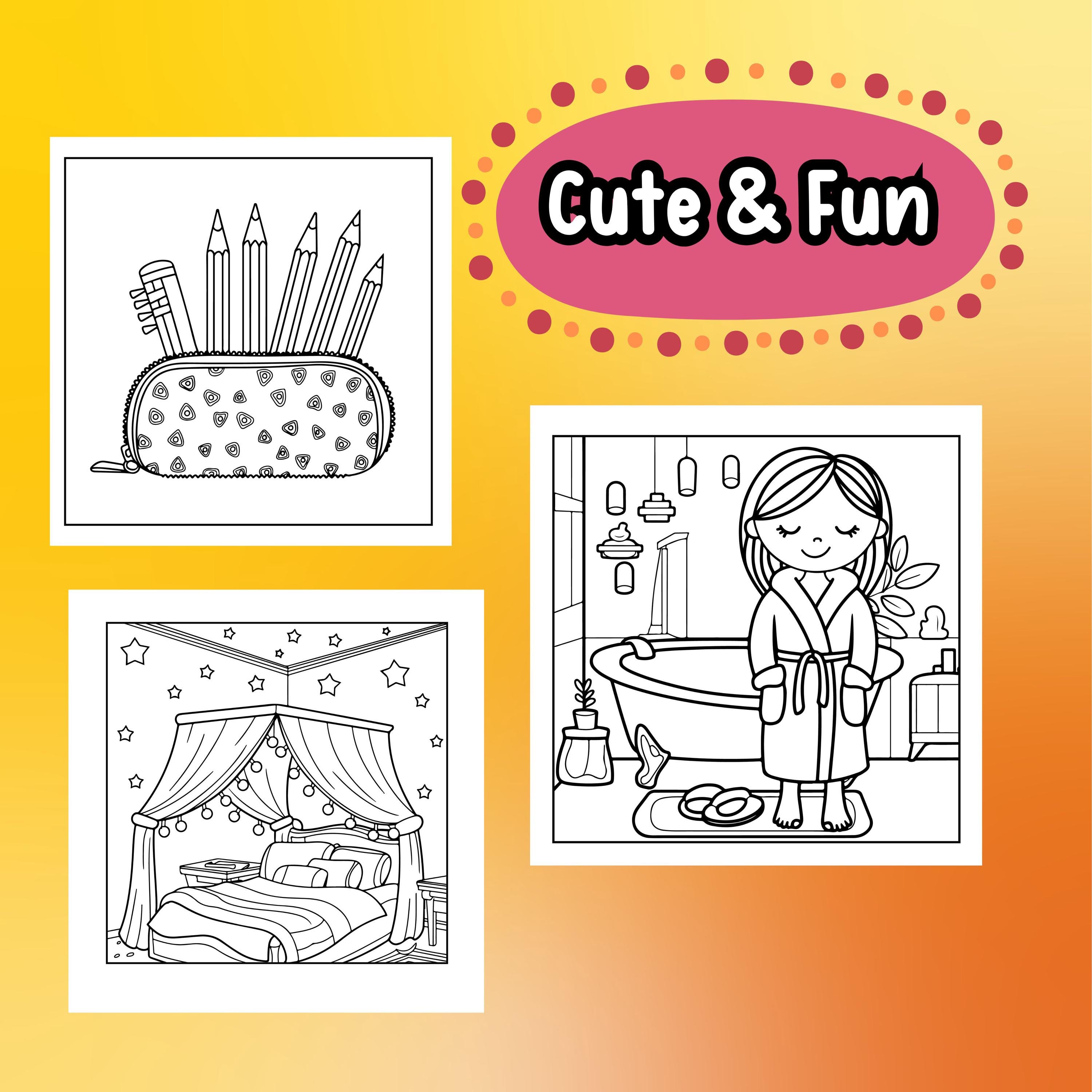 Cute & Cozy Fall Coloring Book, Set of 40 Bold and Simple Coloring ...