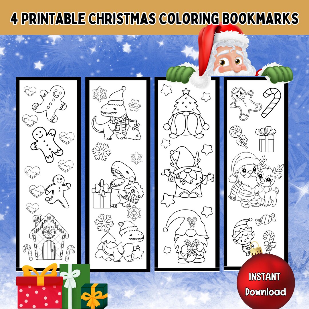 Printable Christmas Coloring Bookmarks, Kids Christmas Activity ...