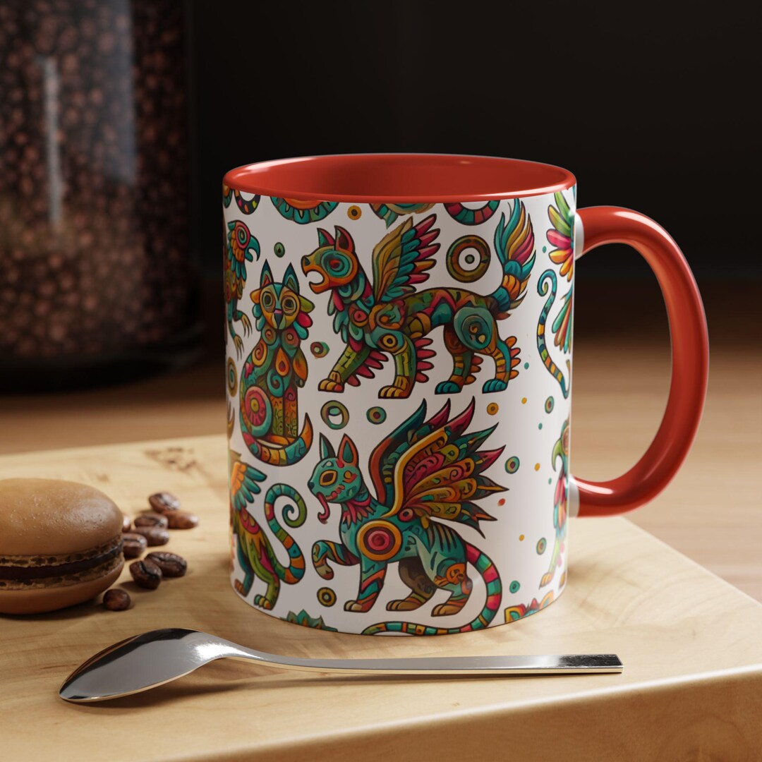 Colorful Alebrijes Animal Mug, Mexican Folk Art Cup, Lion Eagle Rabbit ...