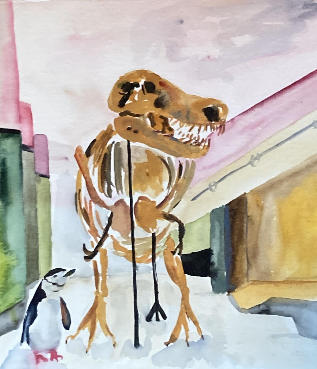 Penguin Visits Sue the T-rex - Etsy