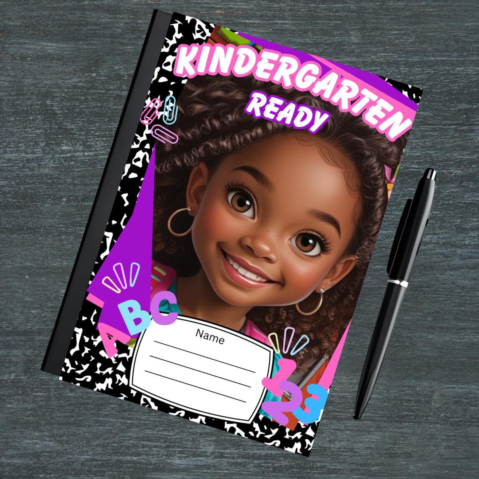 Kindergarten Girl PNG: Back to School Design, Notebook Cover (digital ...