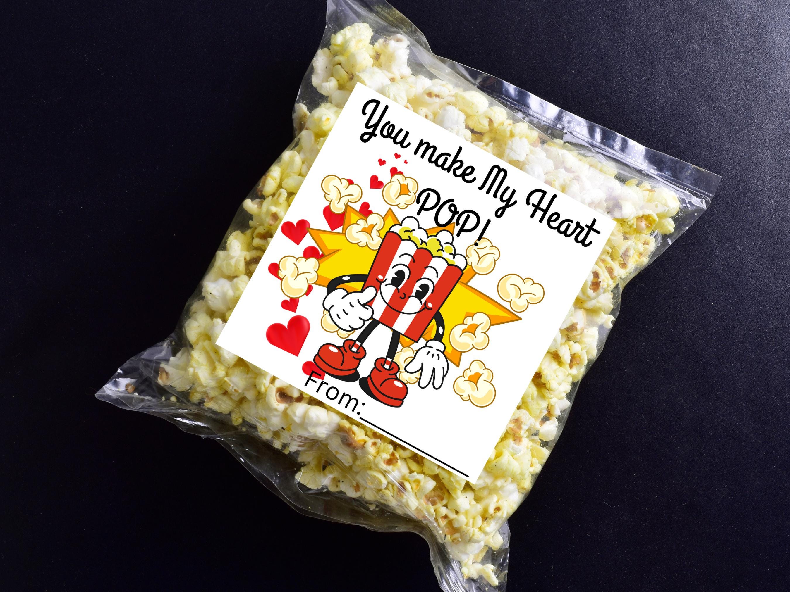 Popcorn Valentine Printable Cards, Kids Valentine Day Cards, Popcorn ...