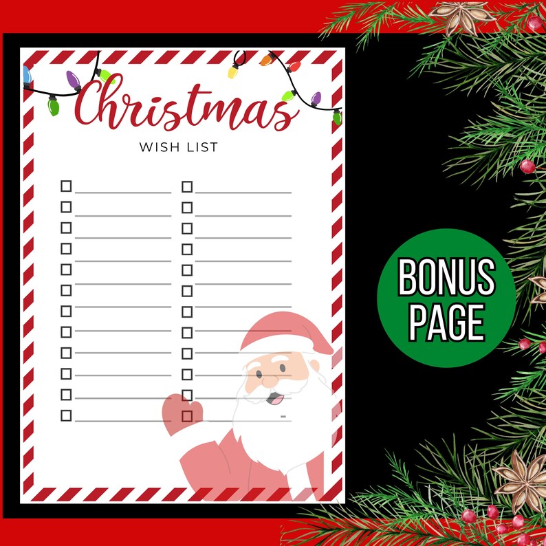 Kids Dear Santa Letter | Printable Template | Christmas Wish List ...