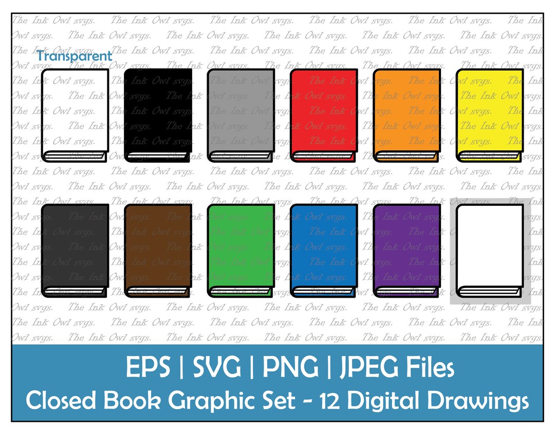Closed Book Vector Clipart Set / Library School Graphic / Outline and ...