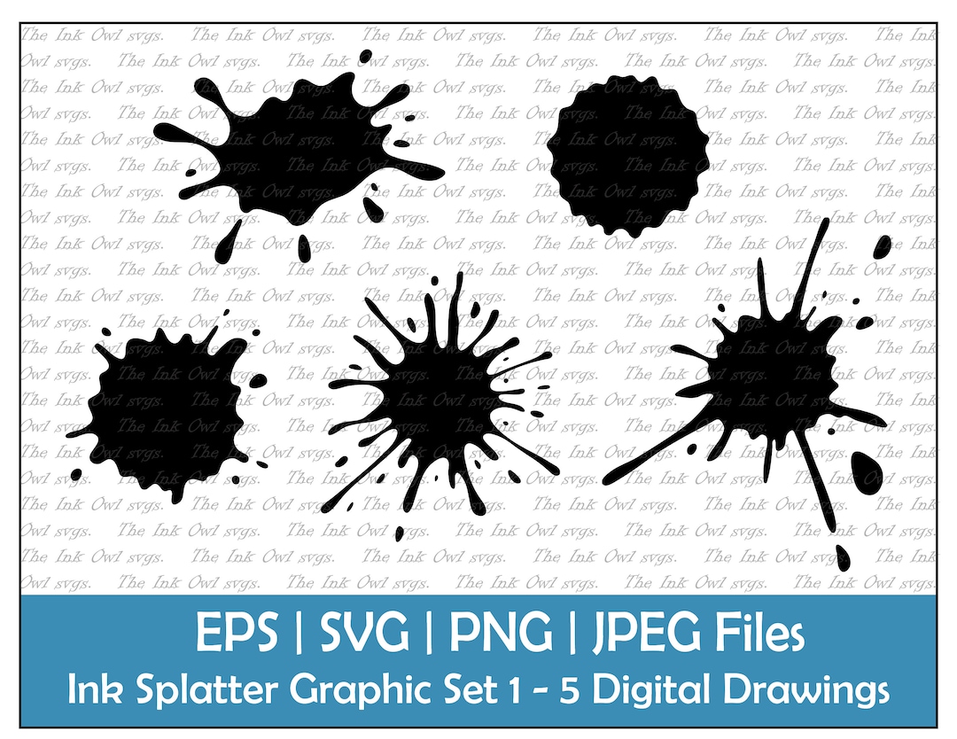 Ink Splatter Vector Clipart Set 1 / Outline & Stamp Graphic / Paint ...